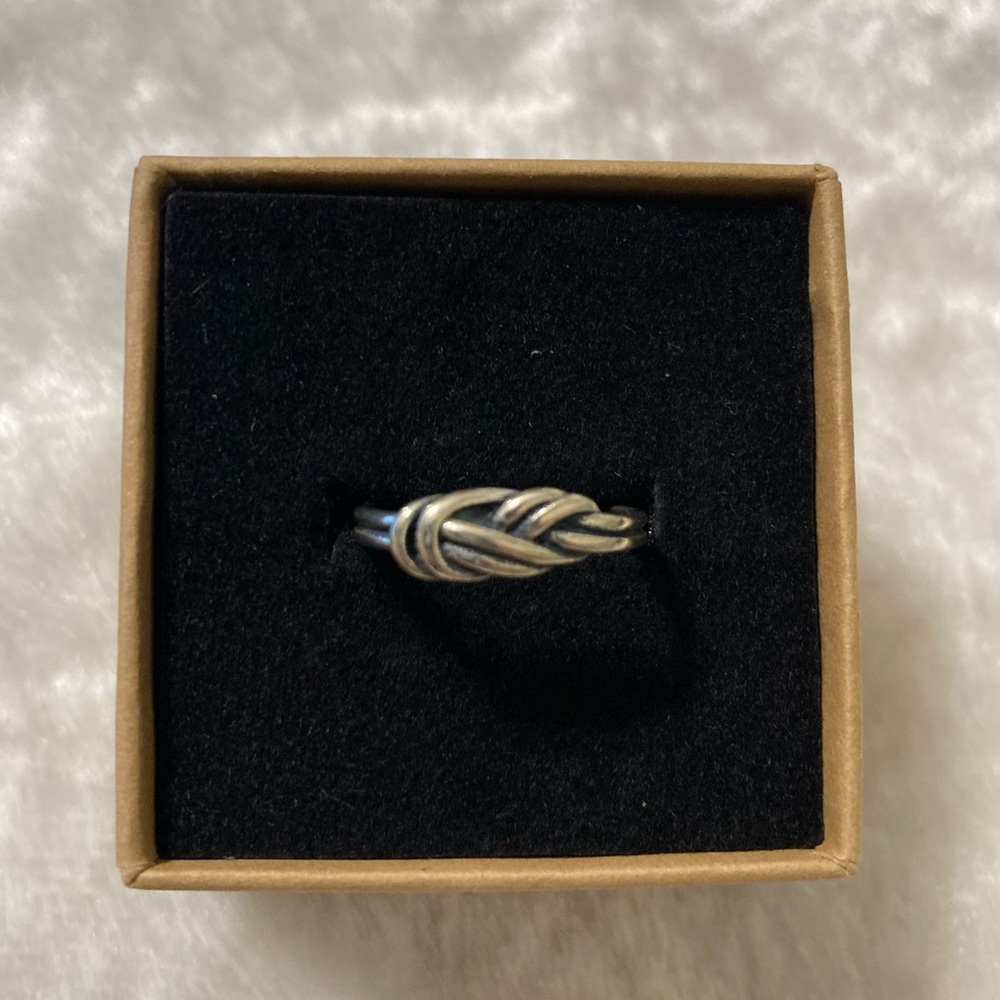 Sterling Silver Double Knot Ring - Gem